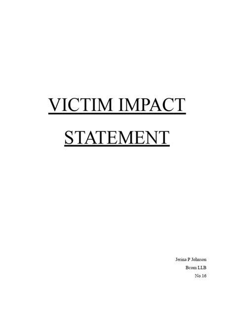 Importance Of Victim Impact Statements Pdf Victimology Crimes