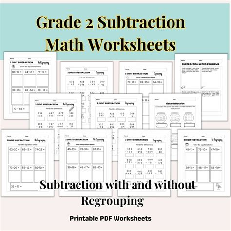 Subtraction Worksheets With And Without Regrouping For Grade 2 Made