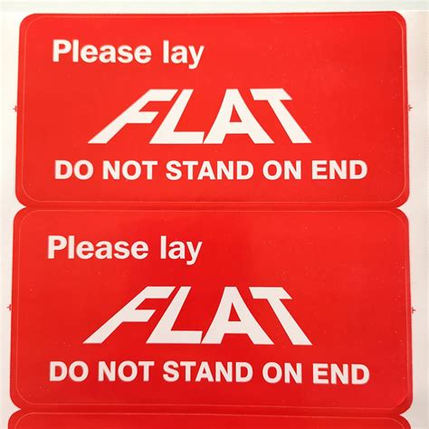 100pcs 12x6cm Please Lay Flat Do Not Stand On End Red Color Shipping