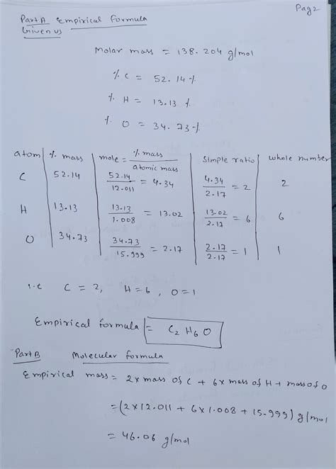 Solved Determine The Empirical And Molecular Formulas Of Course Hero