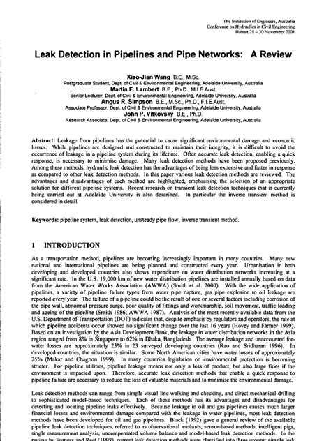 Leak Detection In Pipelines And Pipe Networks Pdf Pipeline Transport Leak