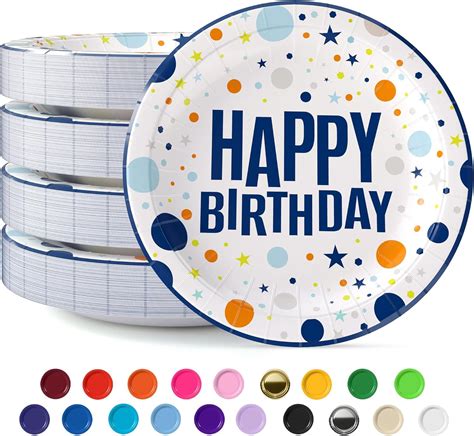 Physun Blue Happy Birthday Plates 7 Birthday Paper Plates 100 Pcs Blue
