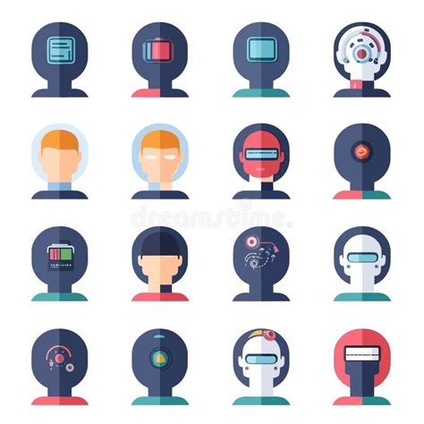 Artificial Intelligence Chat Bot Set Vector Illustration Isolated Stock