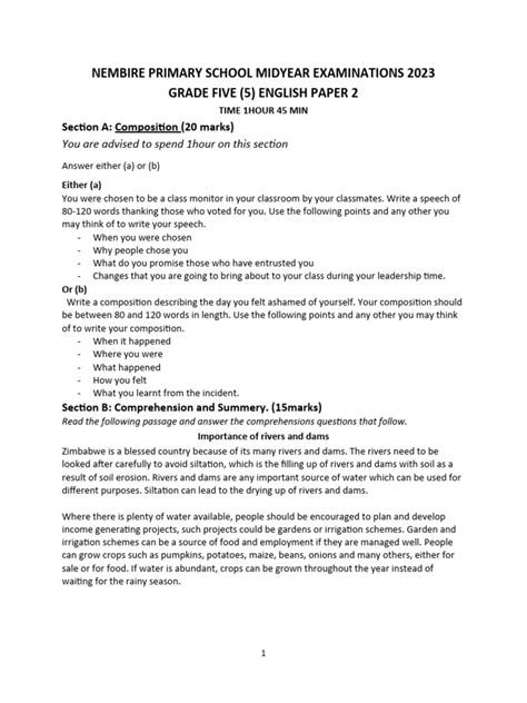 Grade 5 English Paper 2 Pdf Agriculture