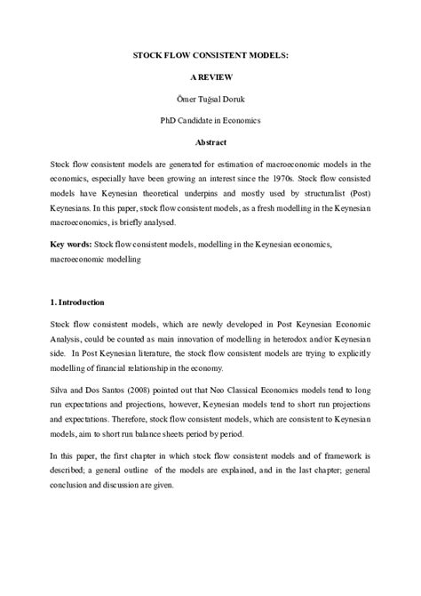 doc stock flow consistent models a review Ömer tuğsal doruk