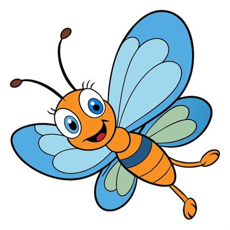 Uma Imagem De Desenho Animado De Uma Borboleta Com Olhos Azuis E Asas