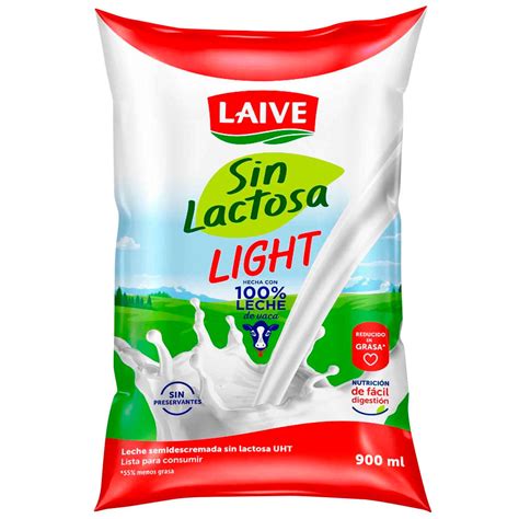 Leche Uht Laive Light Sin Lactosa Bolsa 900ml Plazavea Makro