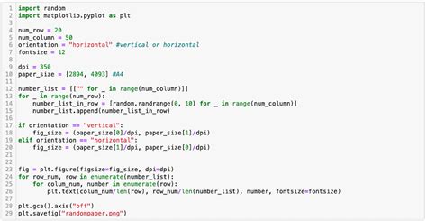 【matplotlib】印刷できる乱数表を作成する方法 Python 3pysci