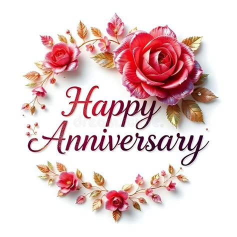 Romantic Happy Anniversary With Flowers Ai Generated Image Stock