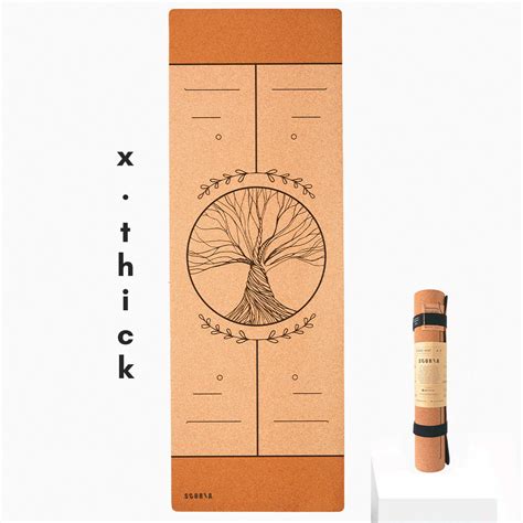 X Thick Tree Of Life Alignment Cork Yoga Mat 6mm