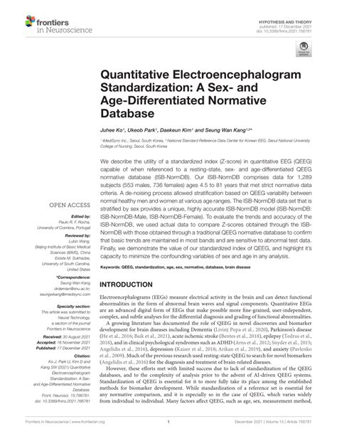 Pdf Quantitative Electroencephalogram Standardization A Sex And Age