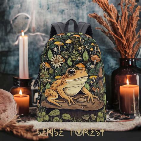 Goblincore Yellow Toad Mushroom Forest Backpack S M L Sizes Back To