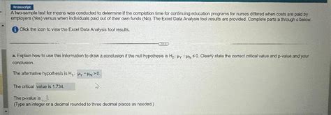 Calculate P Value And State Whether We Should Accept Chegg