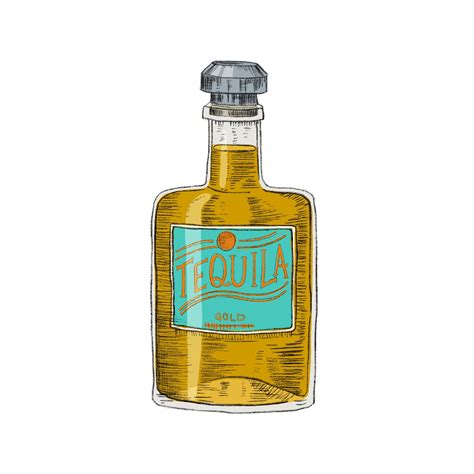 Vintage Tequila Bottle Digital Art Print Etsy