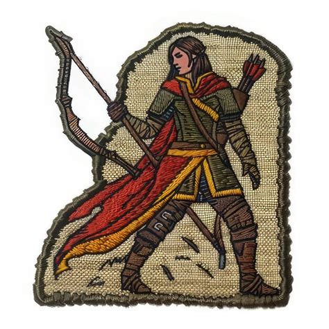 A Patch With A Man In A Red Robe And A Sword Premium Ai Generated Image