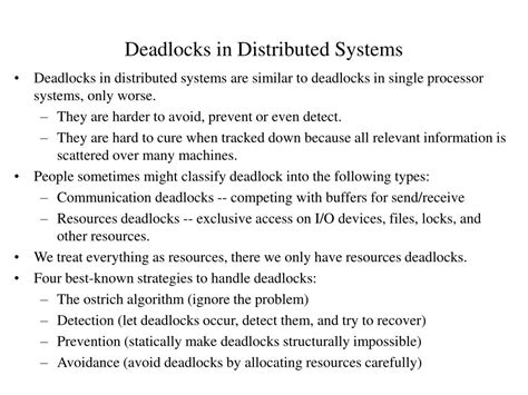 Ppt Deadlocks In Distributed Systems Powerpoint Presentation Free