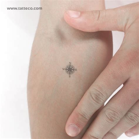 Tiny Compass Rose Temporary Tattoo Set Of 3 Tatteco