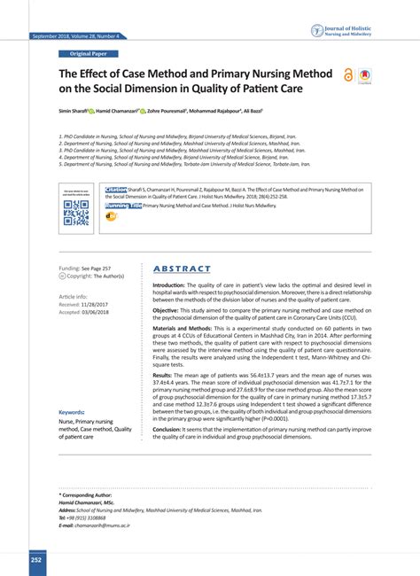 Pdf The Effect Of Case Method And Primary Nursing Method On The