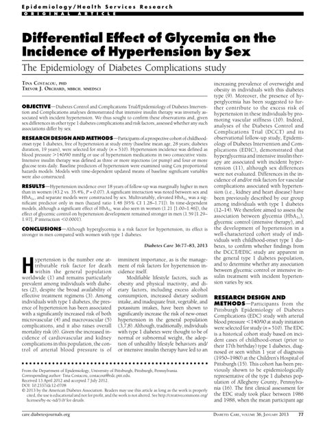 Pdf Differential Effect Of Glycemia On The Incidence Of Hypertension