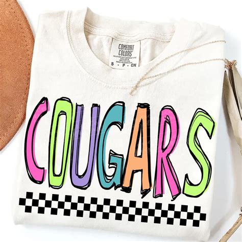 Cougars Png Colorful Cougars Mascot Checkered Retro Cougars