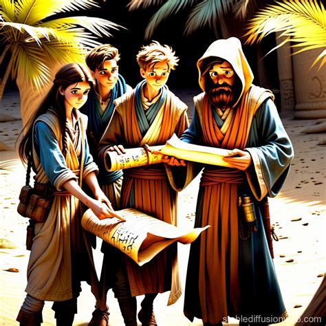 Explorers Discover Ancient Scroll Stable Diffusion Online Explorers Discover Ancient Scroll Stable Diffusion Online