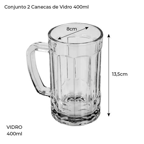 Conjunto 2 Canecas De Chopp Em Vidro 400ml