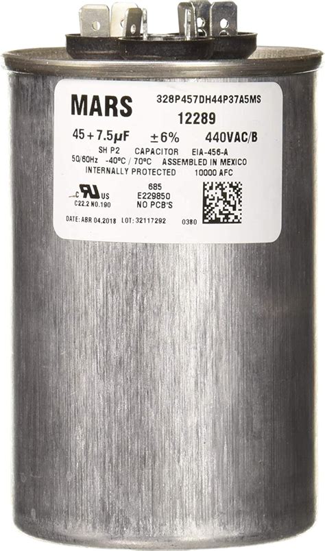 Mars 12289 Electric Motor Round Run Capacitor 4575 Mfd 440 V