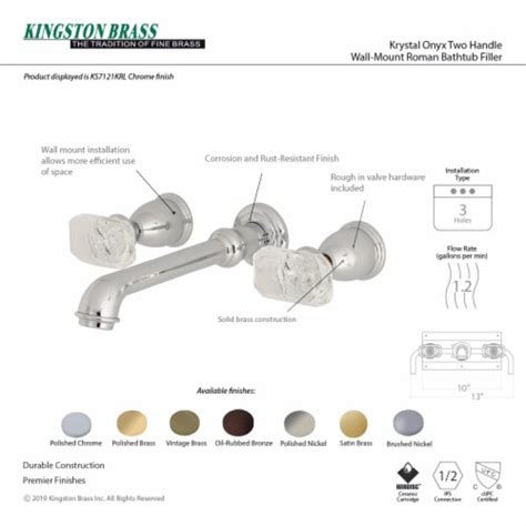 Kingston Brass Ks7128krl Krystal Onyx Two Handle Wall Mount Bathroom