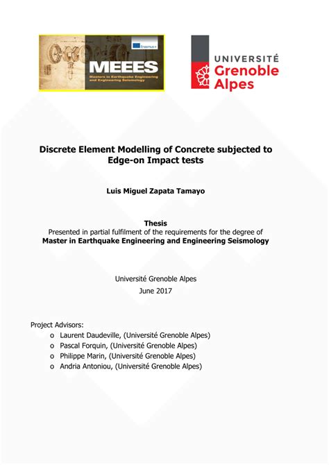 Pdf Discrete Element Modelling Of Concrete Subjected To Edge On
