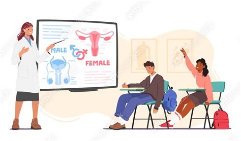 Sex Education In School Concept Teacher Female Character Stand At