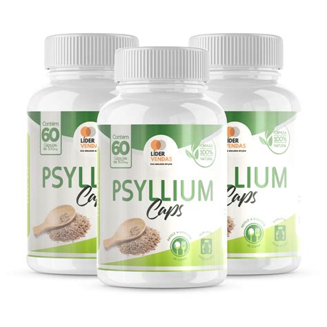 Psyllium 500mg 60 Capsulas Kit Com 3 Potes Fibras Naturais Para Sua
