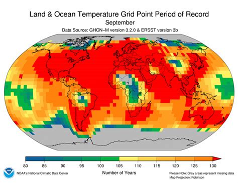 Global Grid Of Coloured Squares Representing Temperature Data On