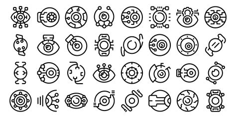 Eye Implants Icons Set Outline Vector Contact Lens 32035360 Vector Art