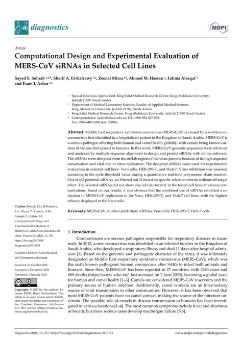 Pdf Computational Design And Experimental Evaluation Of Mers Cov