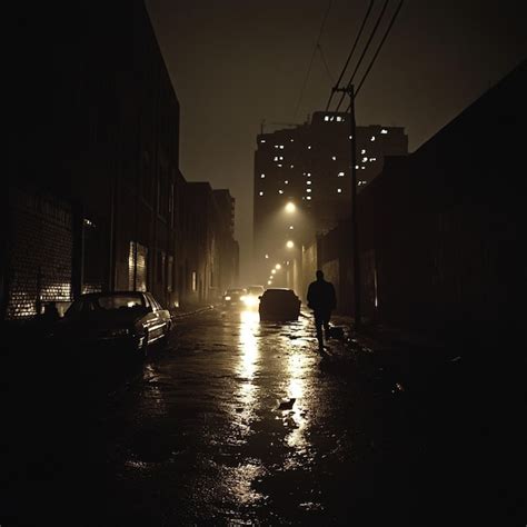 Cinematic Nightscape Pov Of Johannesburg Street In Darkness Premium