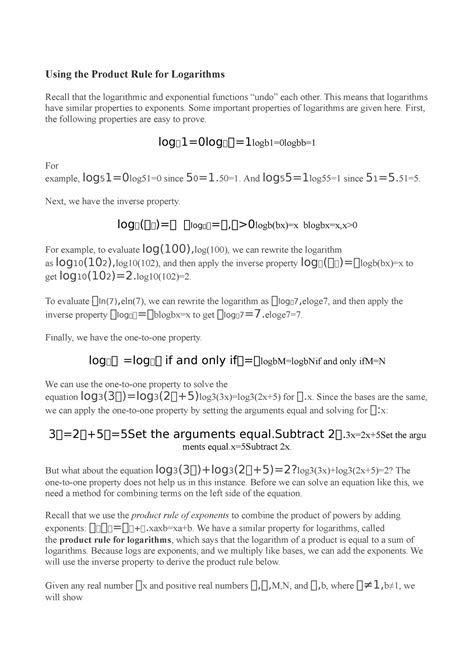 Logarithms Product Rule At John Remaley Blog