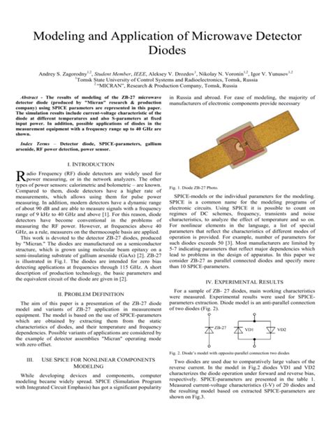 Modeling And Application Of Microwave Detector Diodes
