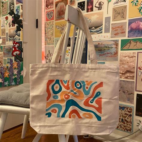 Retro Tote Bag Tote Tote Bag Hand Painted Canvas