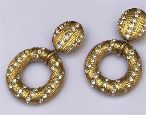 Yves Saint Laurent Vintage Oversized Hoop Dangling Earrings Gold