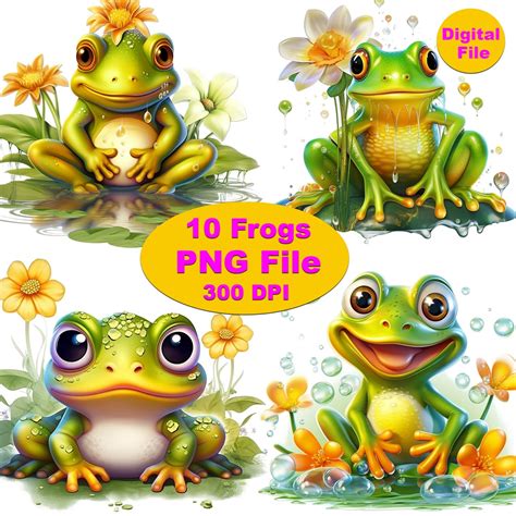 Cute Frog Frog Clipart Frog Png Frog Art Frog Digital Print