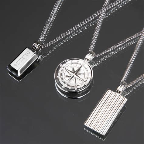 Compass Mens Necklace 925 Silver Engravers Guild