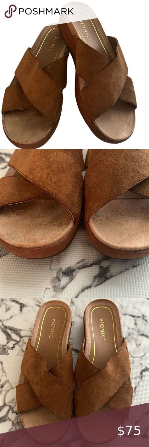 Vionic Hayden Suede Toffee Slide Sandals Size 10 Slide Sandals Suede