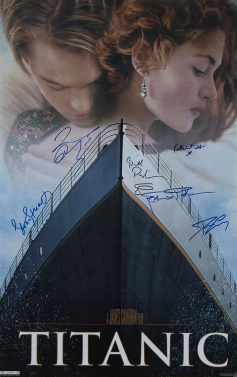 Lot Movie Poster Titanic 1998 With Signatures 6 Actors Bill Paxton