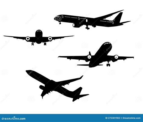 Aircraft Silhouettes Airplane Silhouettes Stock Vector Illustration