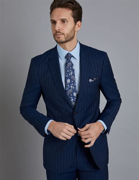 Blue Striped Shirt With Black Suit