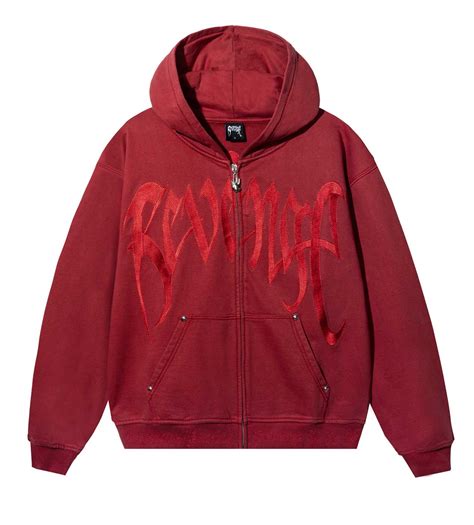 Revenge Xxxtentacion Kill Contrast Zip Up Hoodie Red Restock Ar