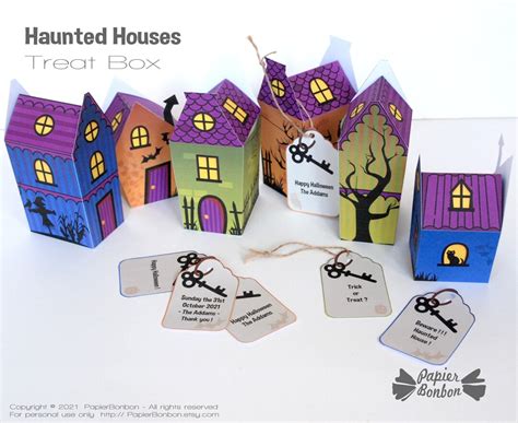 Haunted House Favor Box For Halloween Custom Printable 9 Spooky Houses