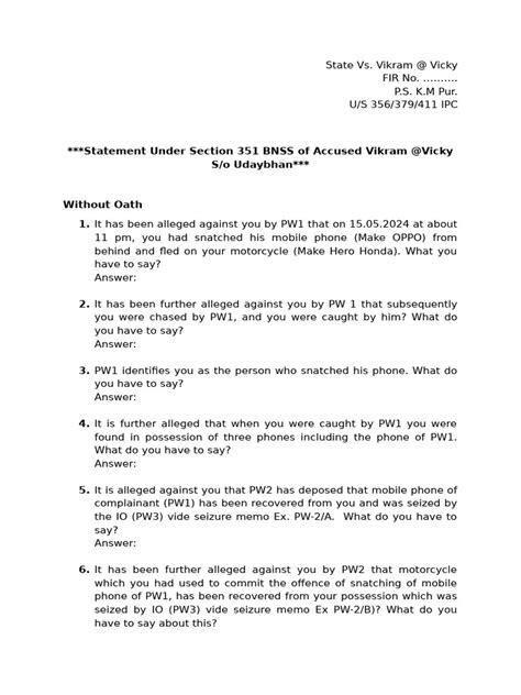 351 Bnss Statement Pdf