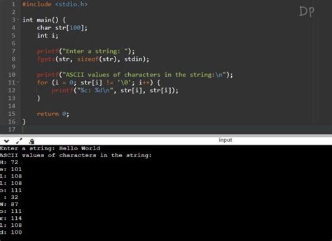 C Program To Print Ascii Value Of All Characters In The String