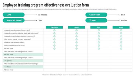 Top 10 Employee Training Program Effectiveness Evaluation Form